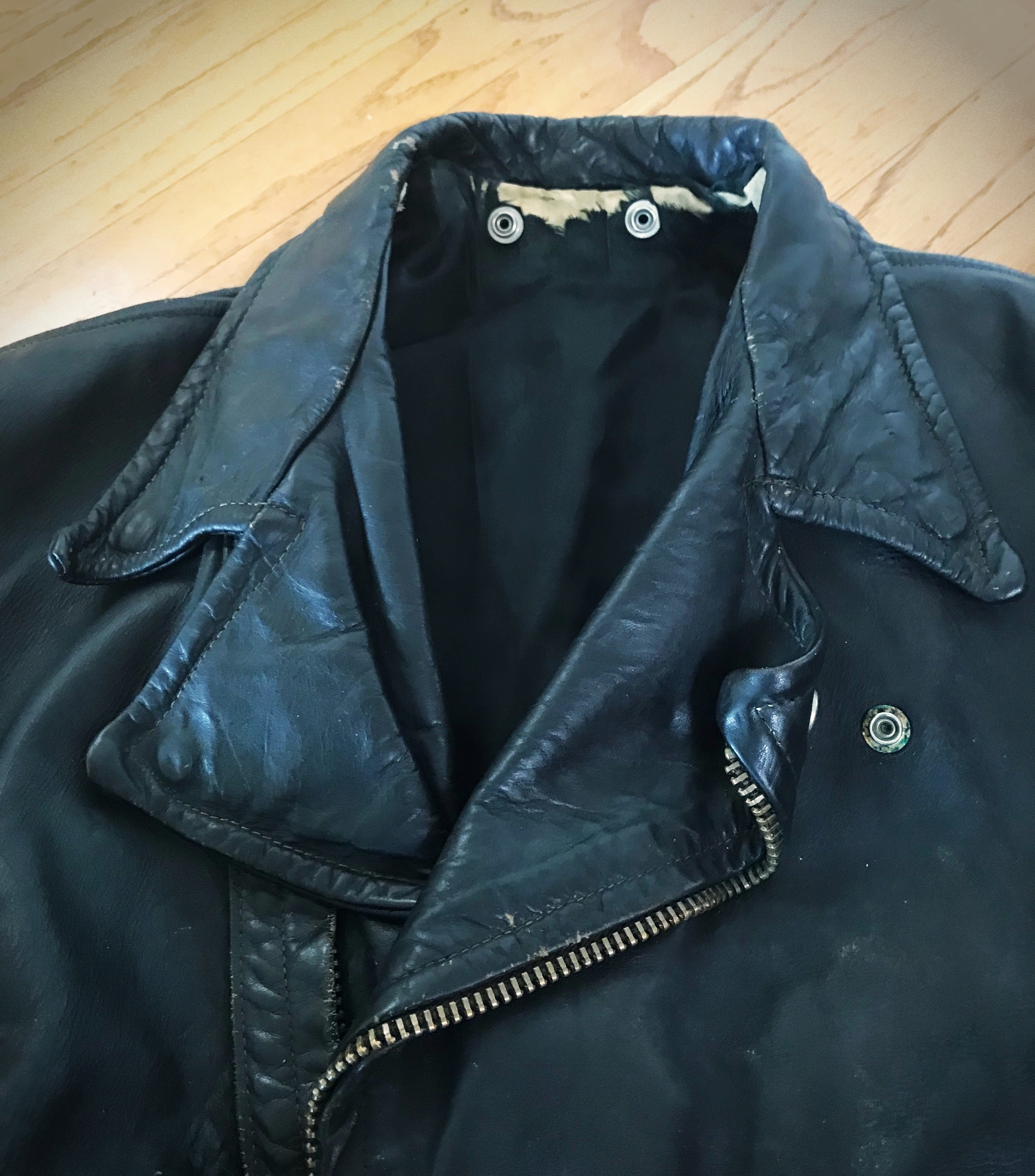 Vintage Cal Leather Cross Zip Jacket- Size 44/42 | The Fedora Lounge