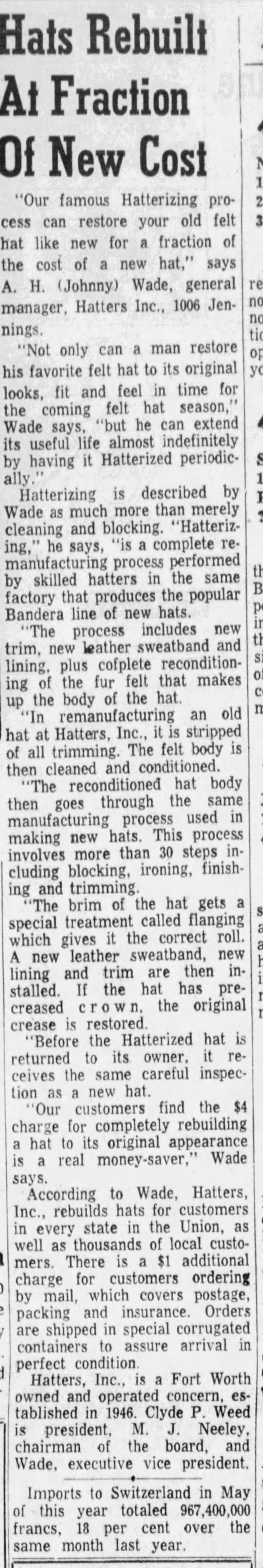 Bandera Hats, Fort Worth, Texas | The Fedora Lounge