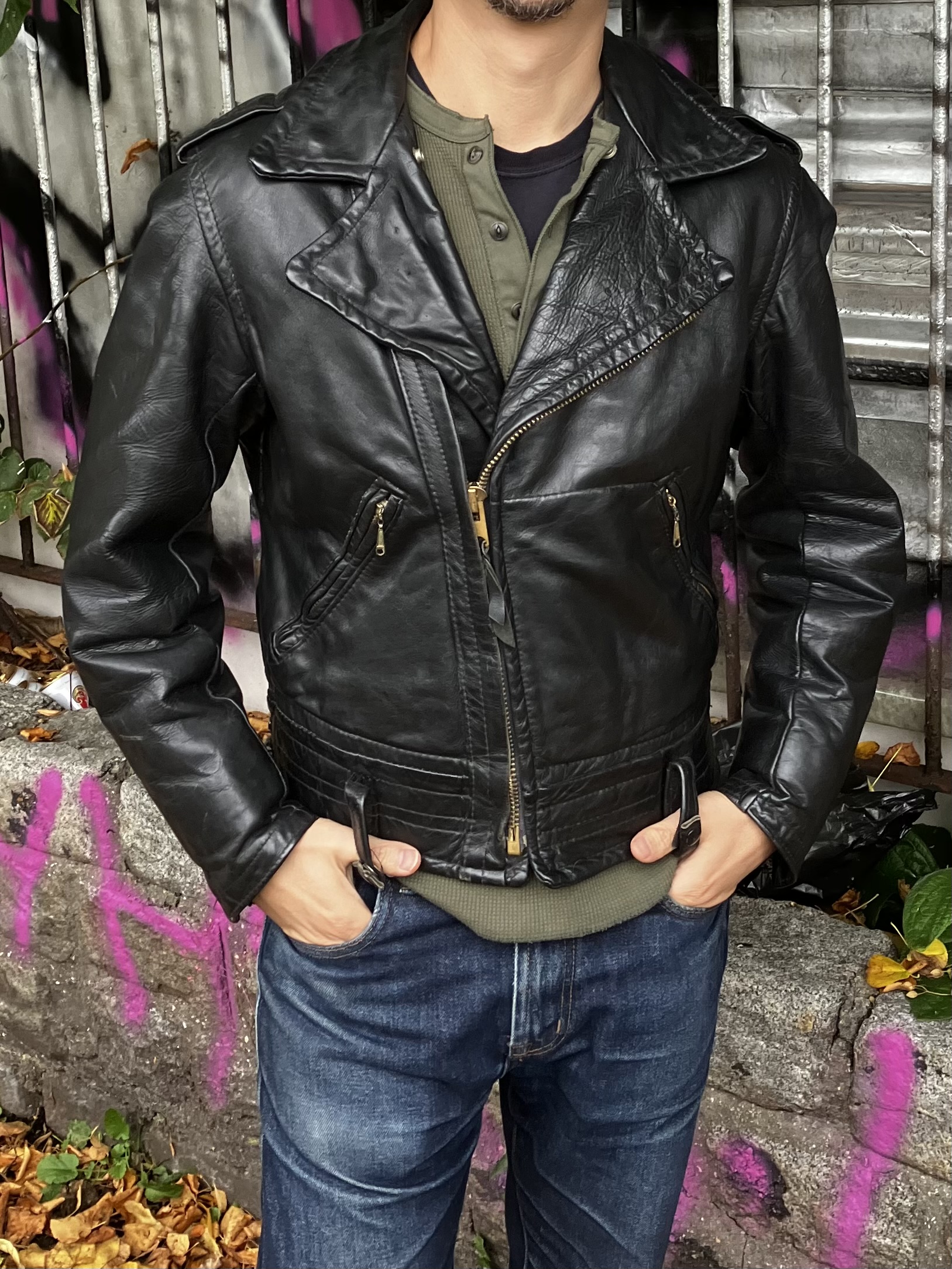 F.S. 70s Cal Leather crosszip 40L (38R modern?) | The Fedora Lounge