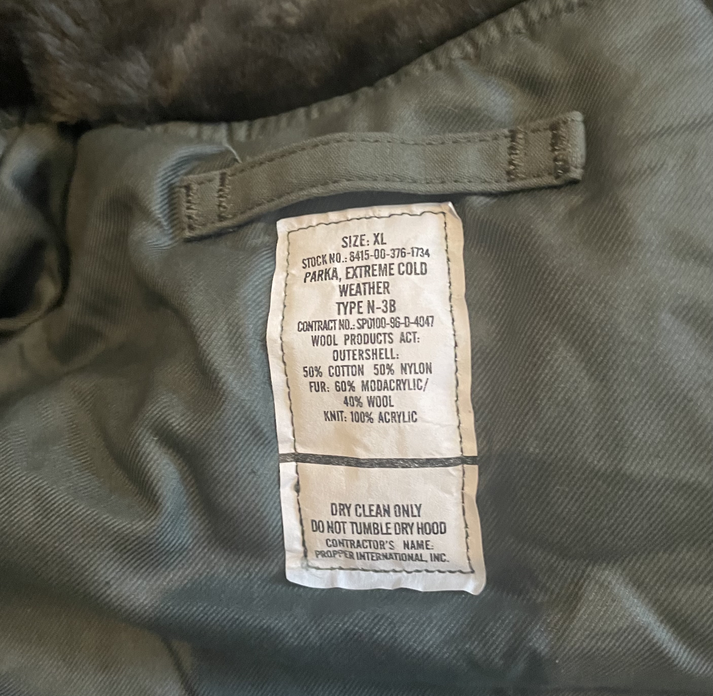 For sale: US Military N3B Parka Proper Intl XL New Tag Original ...