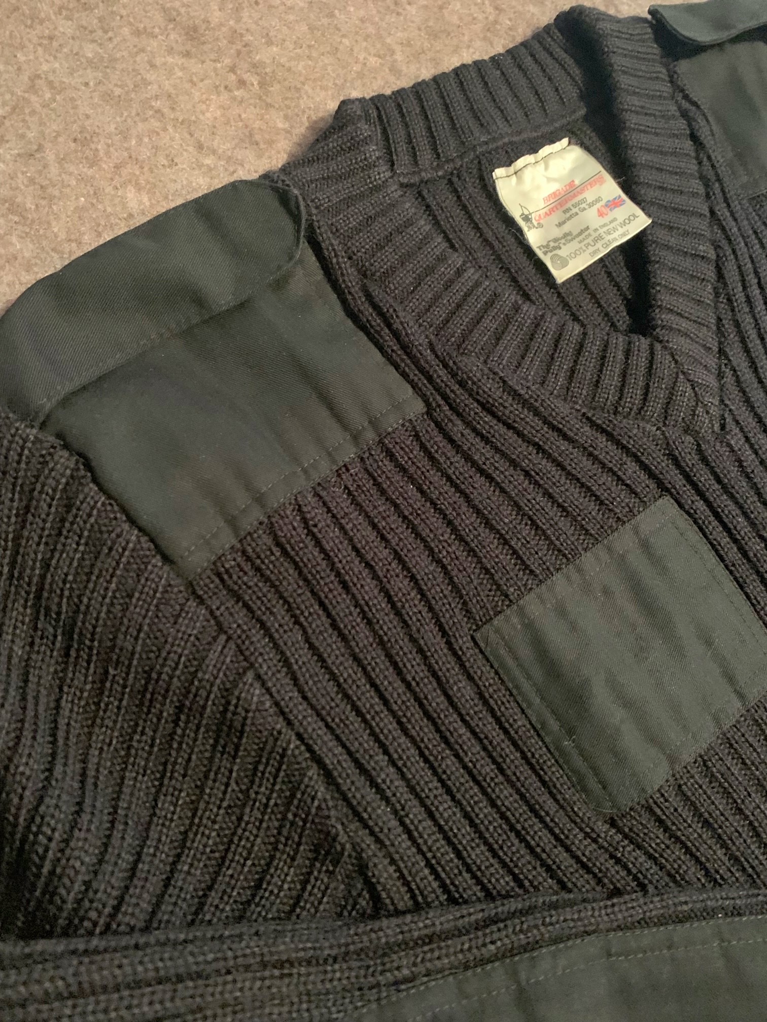 Military Woolly Pully sweater, black, v-neck, 40 | The Fedora Lounge