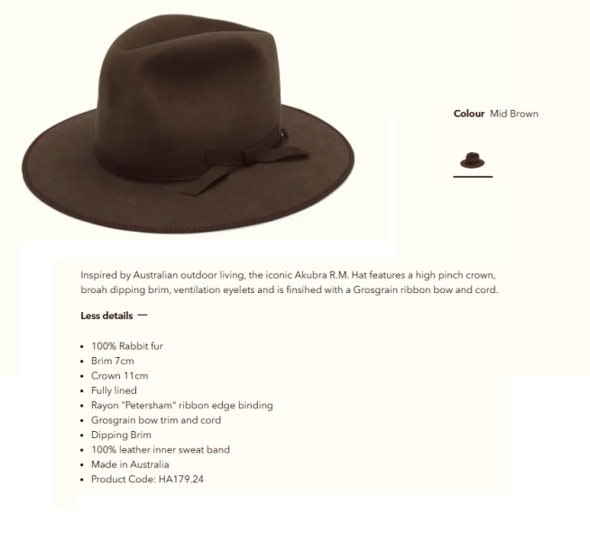 Akubra RM (Williams) - Crown Dimensions | The Fedora Lounge